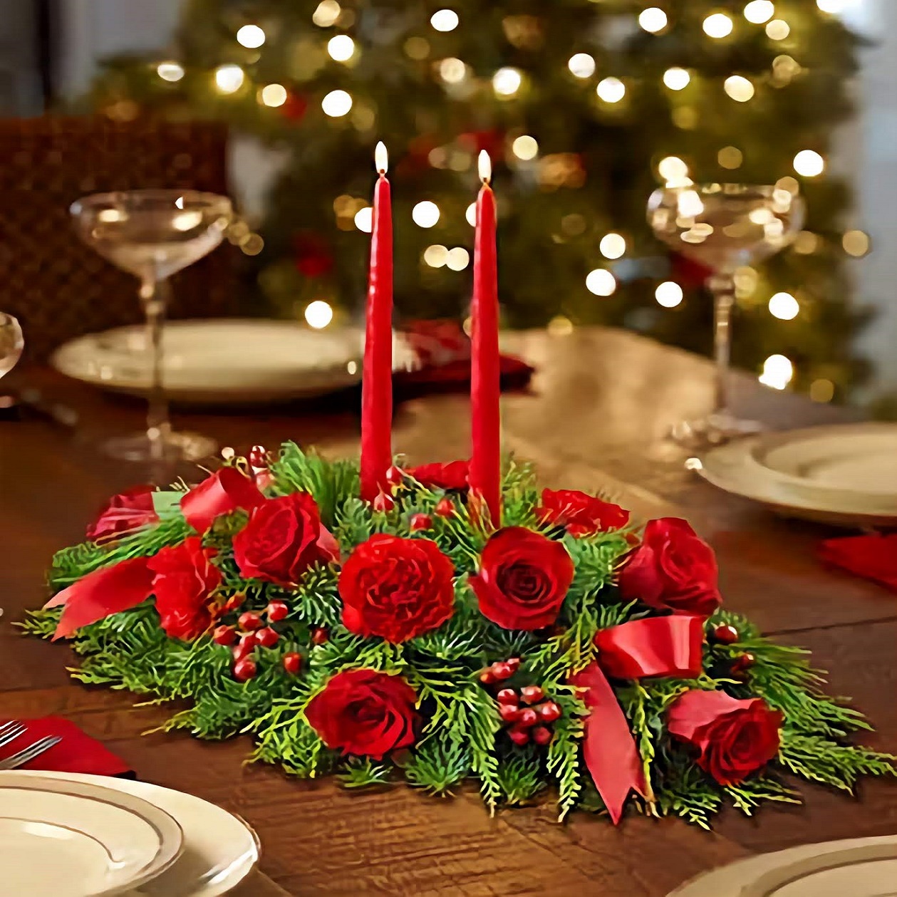 All Red Centerpiece - Royal Fleur Florist